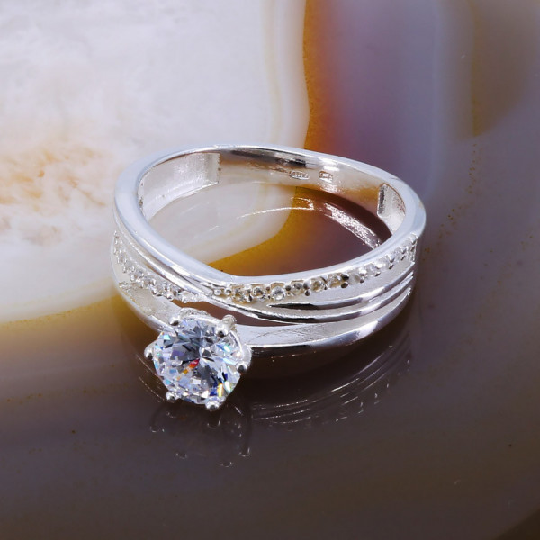 Inel din Argint model Dublu cu Cristale Zirconia c2685