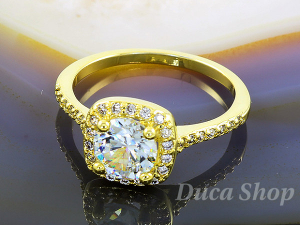 Inel Placat cu Aur 18K, model Cristal Zirconia, cod 1093
