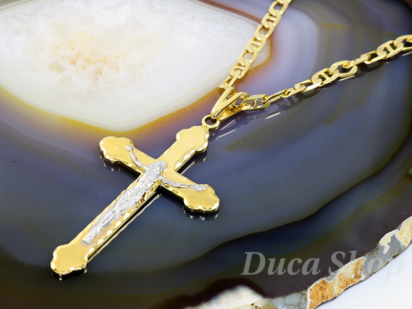 lant Placat cu Aur 18k, model Pandantiv Forma Cruce, cod 758