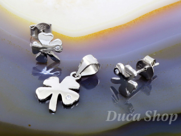 Set de Argint 925, model Trifoiul Norocos cu patru foi, s978