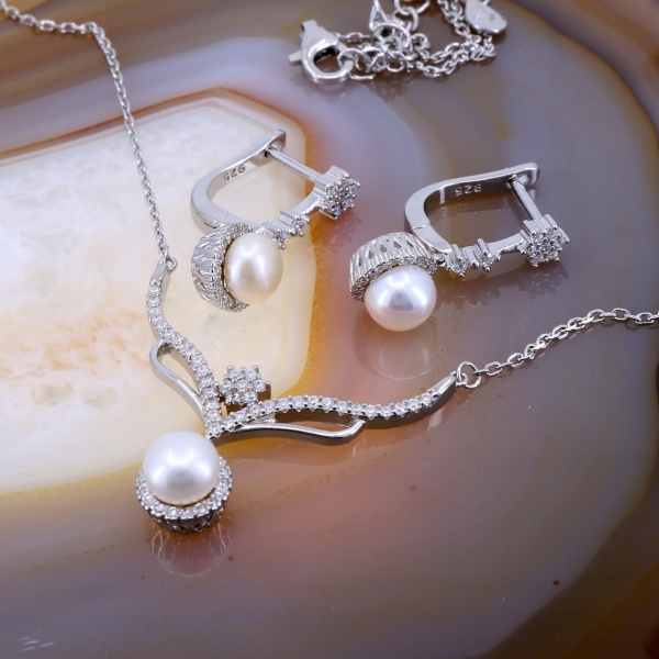 Set din Argint 925 cu Perla si Cristale Zirconia c1628