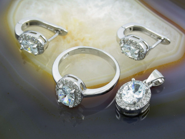 Set din Argint 925, cu Zirconiu Alb Clar, cod 500