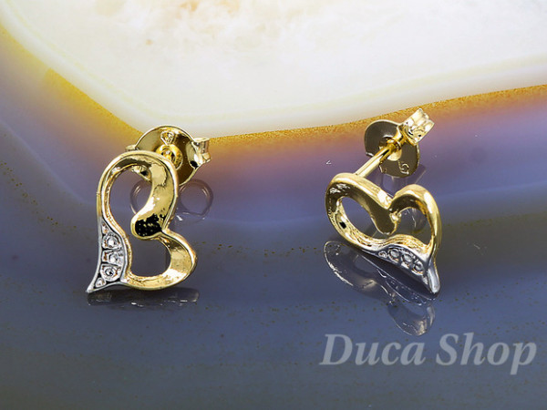 Cercei Placati cu Aur 18k, Model Inima, cod 2164