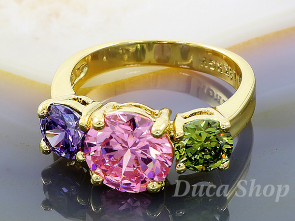 Inel Placat cu Aur 18K, model Cristal Zirconia MIX, cod 1145