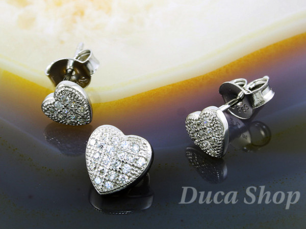 Set din Argint 925, Model Inima, cu Cristale Zirconia, cod 738