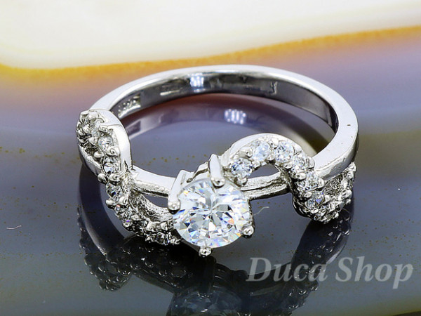 Inel din Argint 925, Model Ondulat, Cristale Zirconia, cod 1218