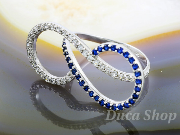 Inel din Argint 925, Model Ondulat cu Cristale, cod 1388