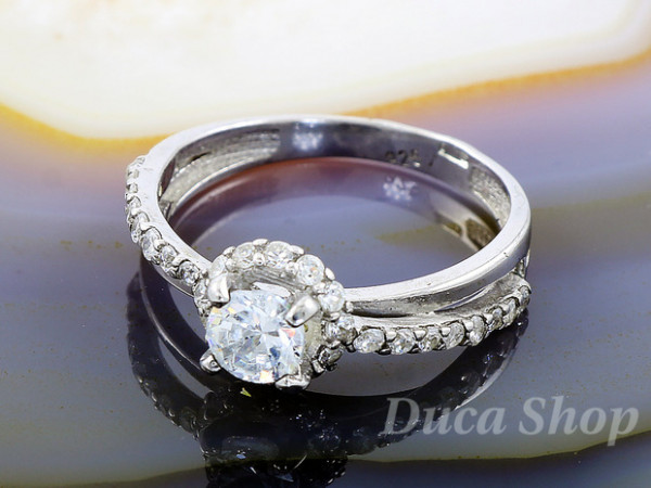Inel din Argint 925, Model Rotund, Cristal Zirconia, cod 1168