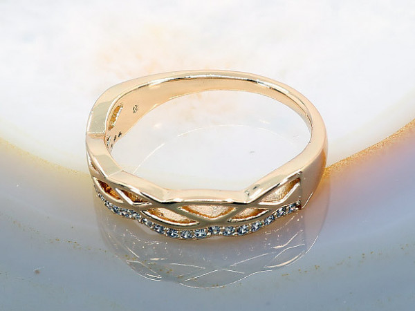 Inel model Impletit cu Cristale si Placat cu Aur Rose 1402