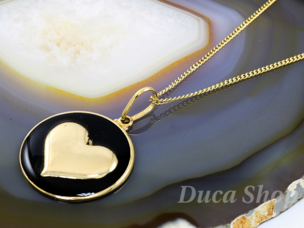 lant Placat cu Aur 18k, model Pandantiv Forma Inima, cod 760