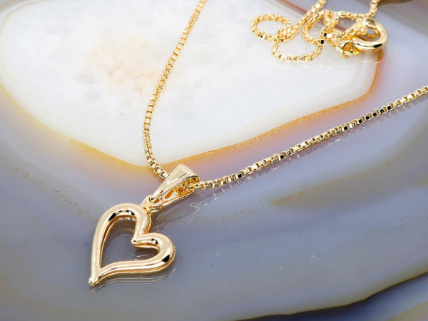 Lant tip Box Placat cu Aur cu Pandantiv model Inima pL953