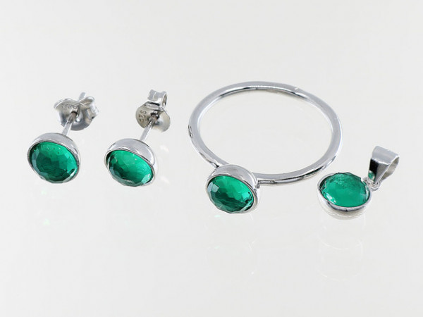 Set din Argint 925 model cu Cristale Verzi ags1098