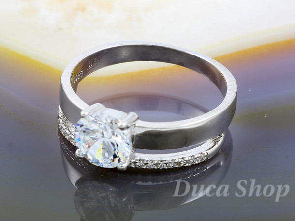 Inel din Argint 925, Model Dublu cu Cristale Zirconia, cod 1389