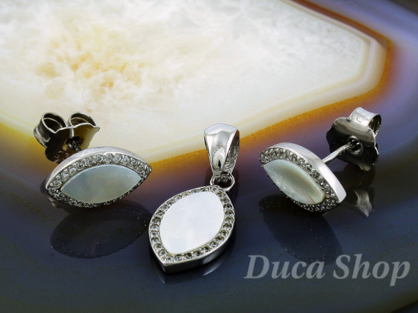 Set din Argint 925, cu Pietre Zirconia culoare Alb Clar, cod 694