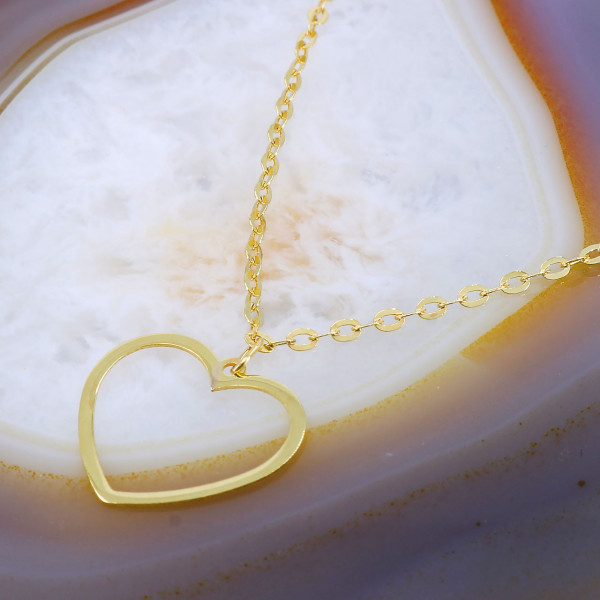 Colier de Aur 14K cu Pandantiv forma Inima Contur cod 423