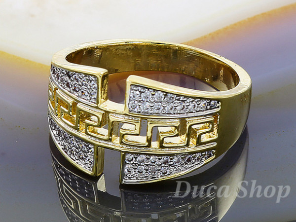 Inel Placat cu Aur 18K, model Grecesc Cristal Zirconia, cod 1156
