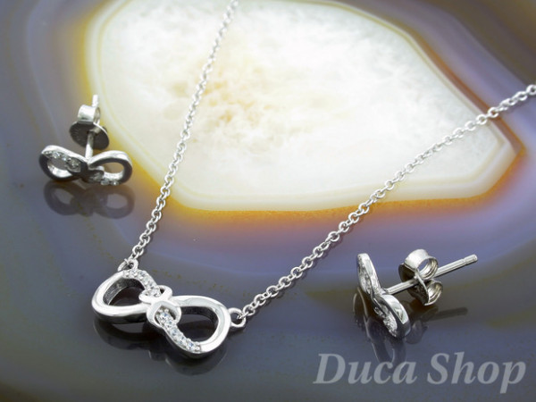 Set din Argint 925, Model Infinit cu Pietre Zirconia , cod 640