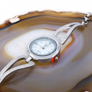 Ceas Din Argint 925 cu bratara reglabila si Cristale Zirconia c19