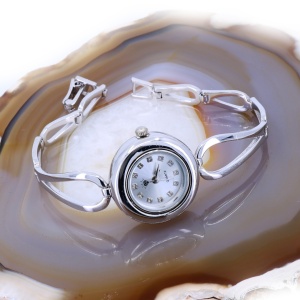 Bijuterie Ceas Din Argint cu Cadran Rotund si bratara fantezie c49