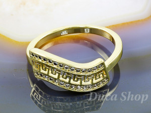 Inel Placat cu Aur 18K, model Grecesc, Zirconia, cod 1121