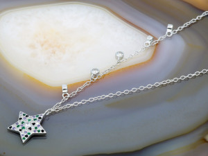 Colier din Argint 925 model Stea cu Cristale Colorate agl900