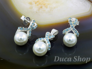 Set din Argint 925, Model Fantezie Perla si Zirconiu, cod 830