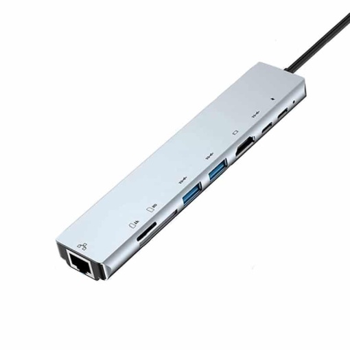 Adaptor Multiport Hub 8 in 1 USB Type-C la HDM 4K @30Hz, Ethernet 100 ...