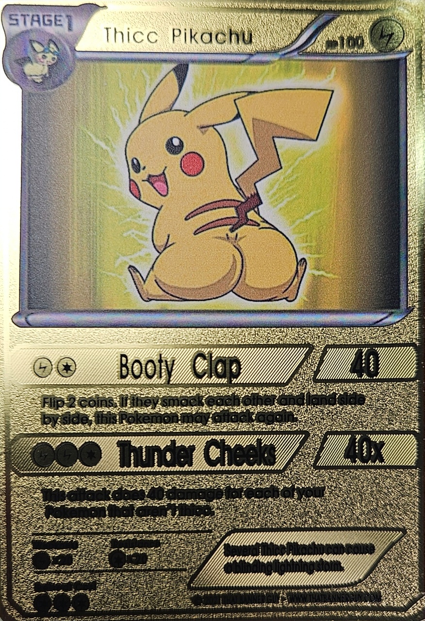 Thicc Pikachu - Pokémon Metal Card (Fan Art)