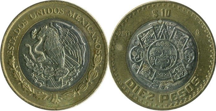 Mexic 2011 - 10 pesos, circulata