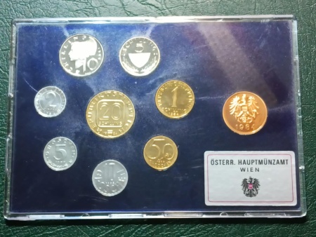 Austria 1984 - set complet Proof, cu jeton aniversar