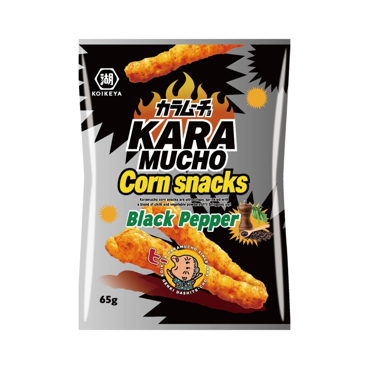 Koikeya Karamucho Corn Snacks Black Pepper 65g