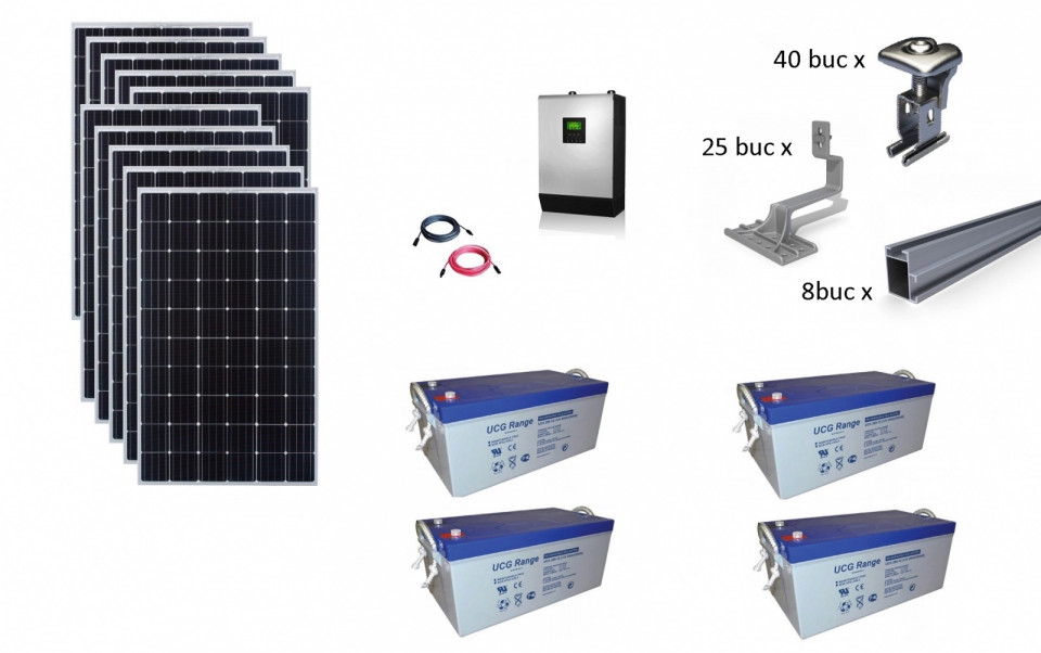 Kit Off-grid fotovoltaic solar cu panouri de 3kwp cu prindere tabla ...