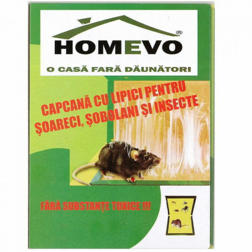 Capcana Adeziva pe carton pentru Rozatoare, Soareci si Insecte Homevo