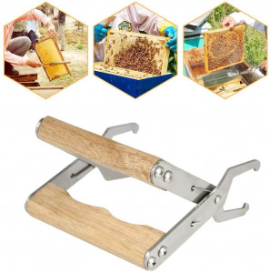 Cleste apicol de ridicat ramele din inox cu maner din lemn