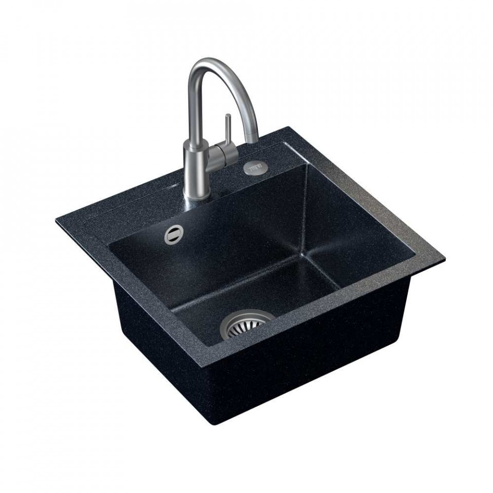 Chiuveta JOHNNY 110 cu sifon manual, baterie Naomi și priză, negru ...