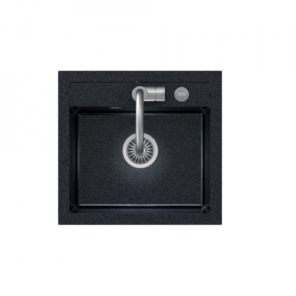 Chiuveta JOHNNY 110 cu sifon manual, baterie Naomi și priză, negru ...