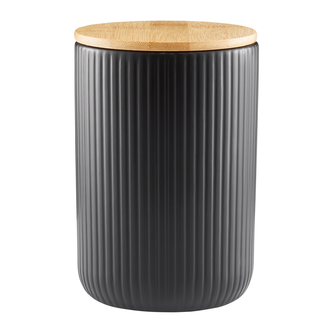 Recipient depozitare cu capac din bambus 850ml, negru, Curly