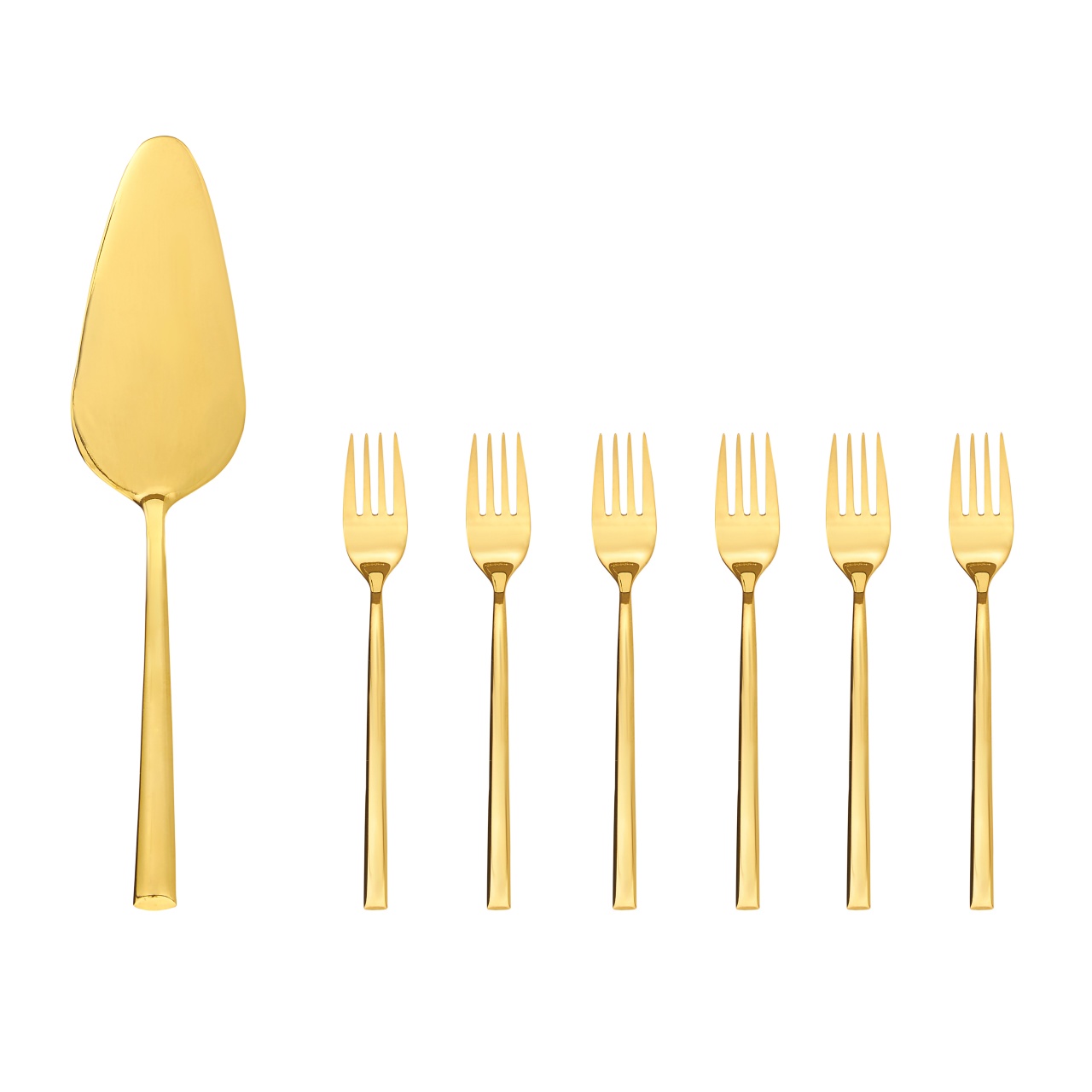 Set tacamuri inox servire desert, 7 piese, Como Gold