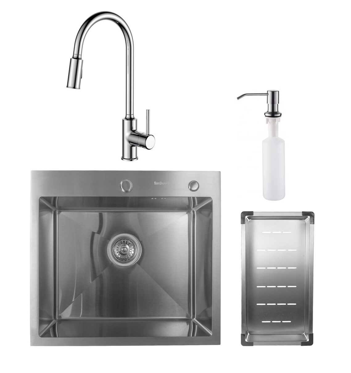 SET: Čelični sudoper SanDonna inox + tuš slavina CAMI inox