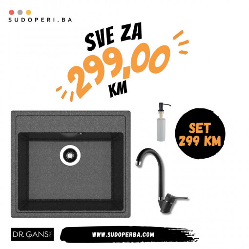 Granitni sudoper Nika 570 u kombinaciji sa Pelikan slavinom i dozerom