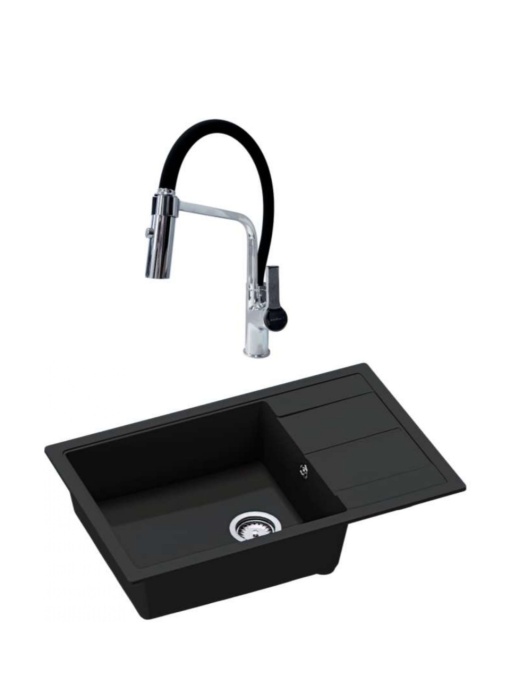 Granitni sudoper SanDonna ines u kombinaciji sa ANDRA tuš slavinom inox ...