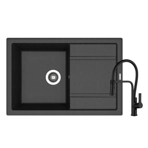 Granitni sudoper Florentina Lipsi 780 crna MAT i SanDonna Andra full ...