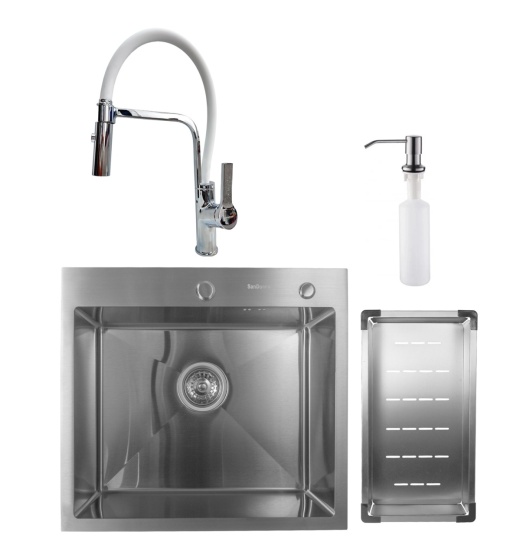 SET: Čelični sudoper SanDonna 55x50 inox + tuš slavina ANDRA inox