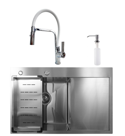 Čelični sudoper SanDonna sa ocjedom INOX + tuš slavina ANDRA