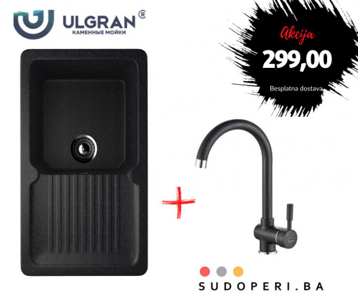 Set: Sudoper Ulgran U506 u kombinaciji sa lučnom slavinom