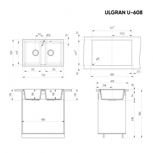 Granitni sudoper Ulgran U608 boja crna