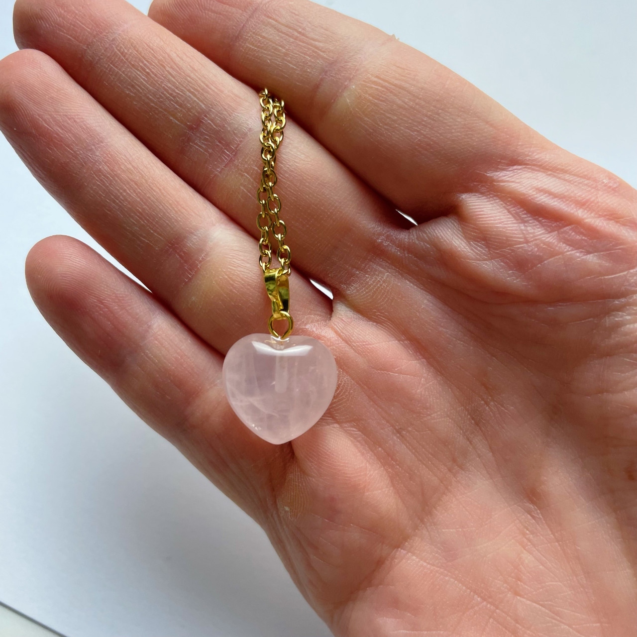 Lantisor otel inoxidabil - Inima - Cuart Roz - Dragoste și iubire