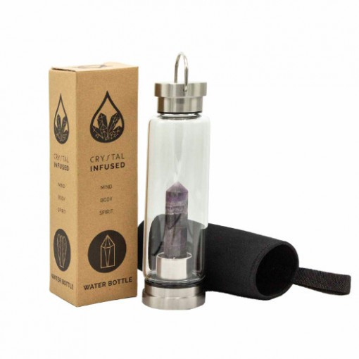 Sticla de apa cu Infuzie de Cristale - Ametist - Obelisc