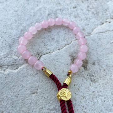 Bratara Placata cu Aur de 18K - Cuart Roz