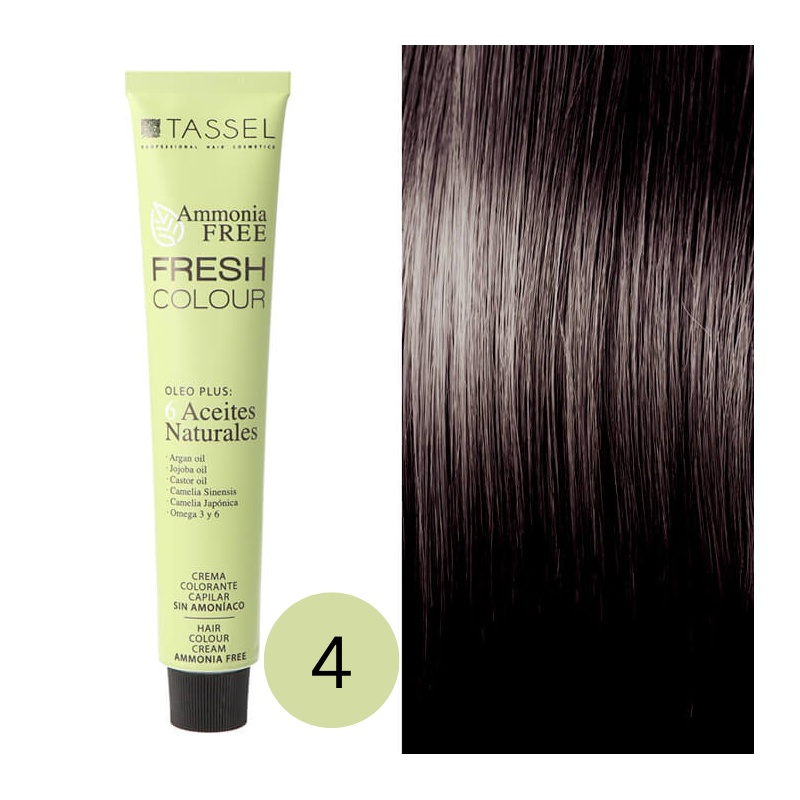 Vopsea de par fara amoniac Fresh Color Tassel nr 4, Castaniu Mediu - 100ml